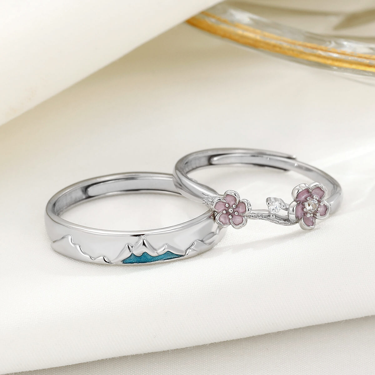 Fuji Mountain & Sakura Couple Rings Fuji Mountain & Sakura Couple Ring ...